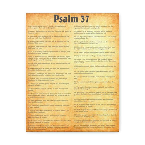Express Your Love Gifts | Art | Scripture Sign Psalm 37 Chapter Gold Bible Canvas Christian Wall ...